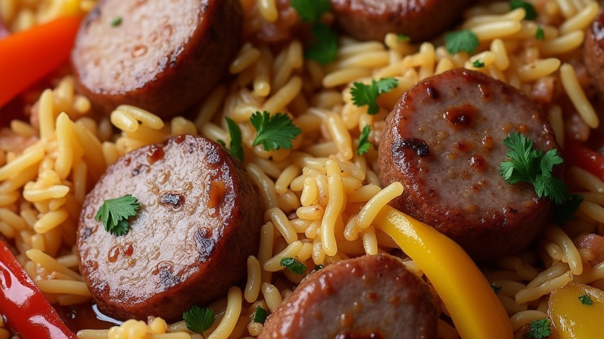 Sausage and Rice Skillet, Easy 30m recipe - Chloe's Cozy Kitchen