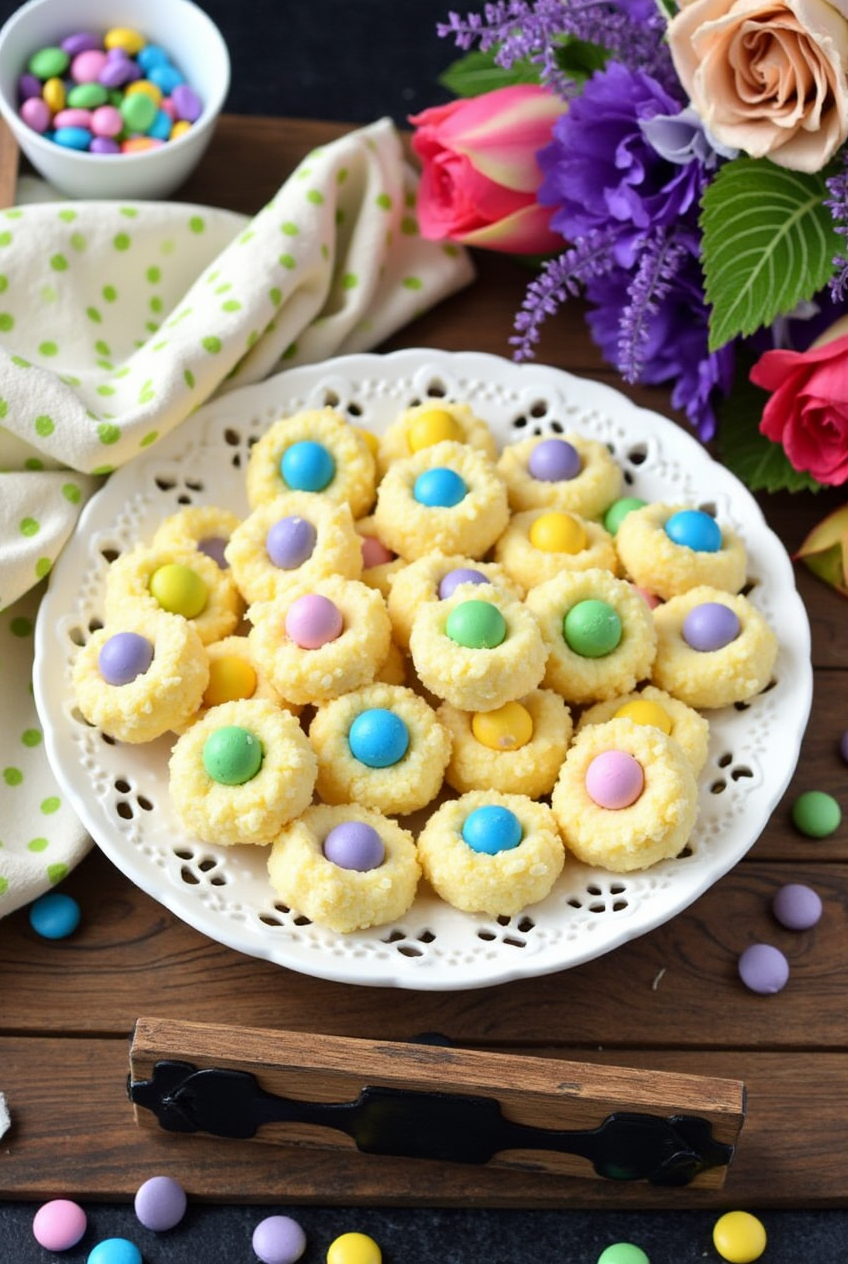 Easter Bunny Button Cookies - Chloe's Cozy Kitchen