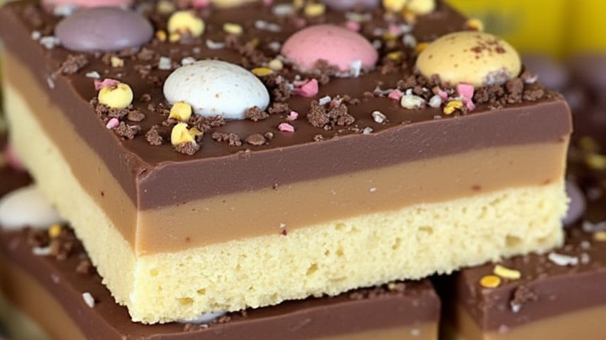 Mini Egg Millionaire Shortbread, Best Easter Dessert - Chloe's Cozy Kitchen